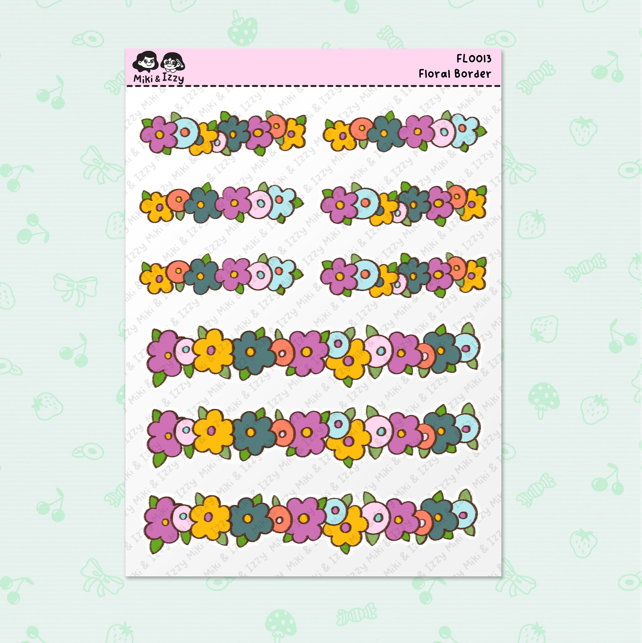 Floral Borders Sticker Sheet – Miki and Izzy